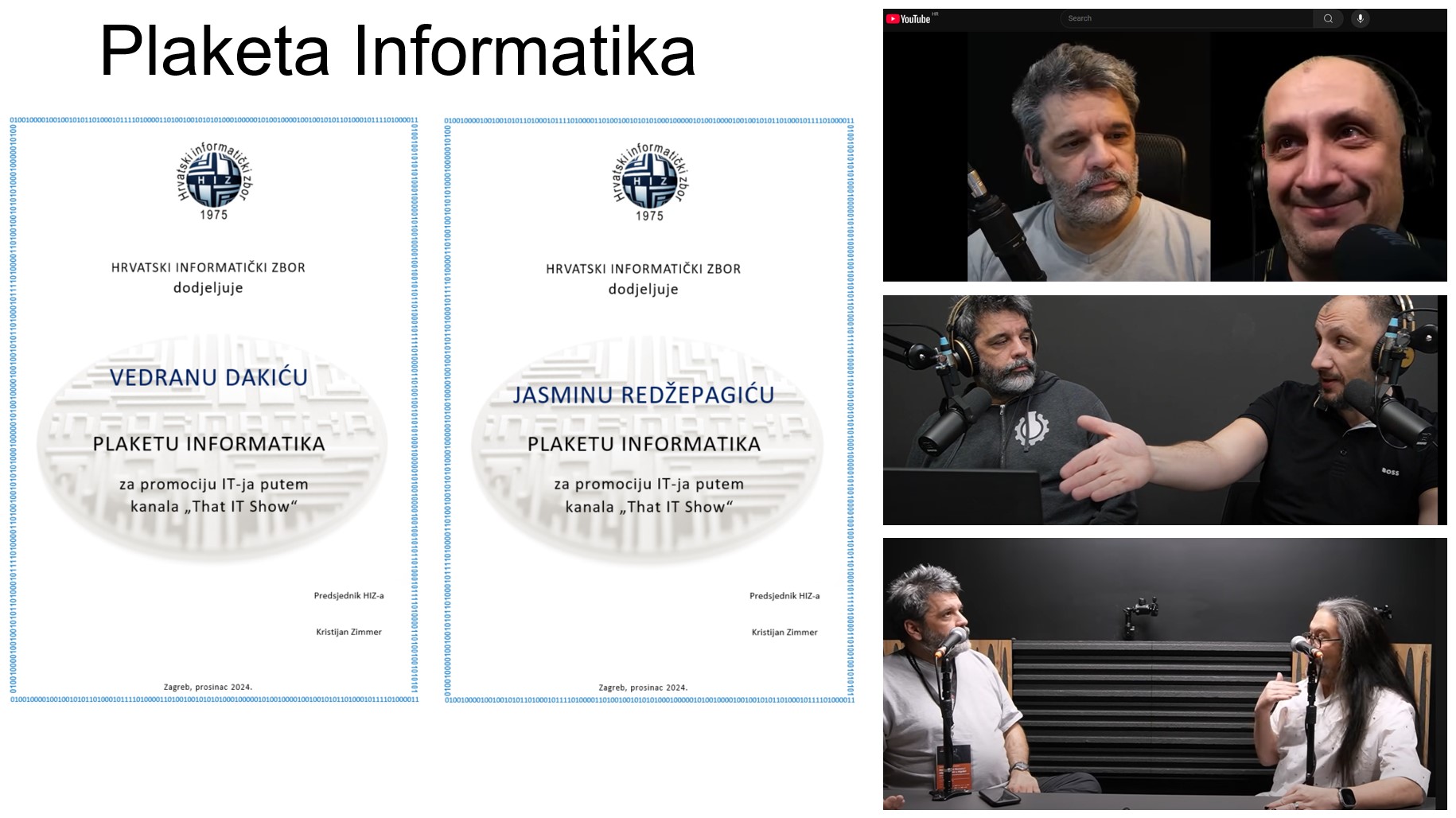 Vedran Dakić i Jasmin Redžepagić dobitnici Plakete Informatika za 2024 ...